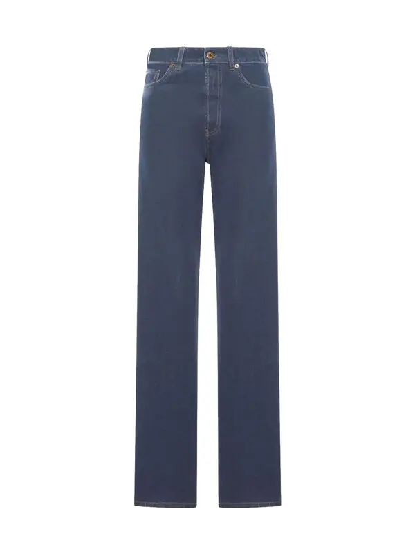 Miu Miu Embroidered Logo Flock Jeans - Blue