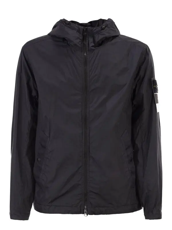 Stone Island Water-repellent And Windproof Hooded Jacket - Blue