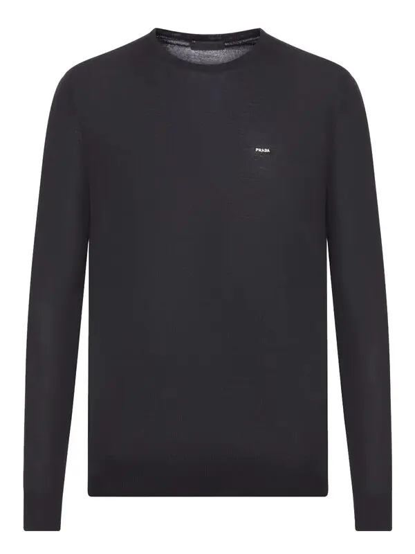 Prada Superfine Wool Crewneck Sweater - Black
