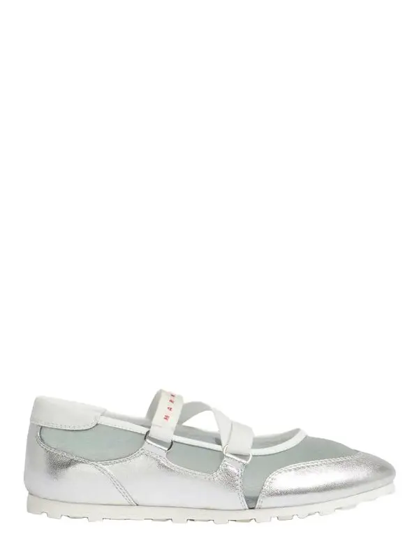 Marni Metallic Sneakers With Crossover Strap - Silver