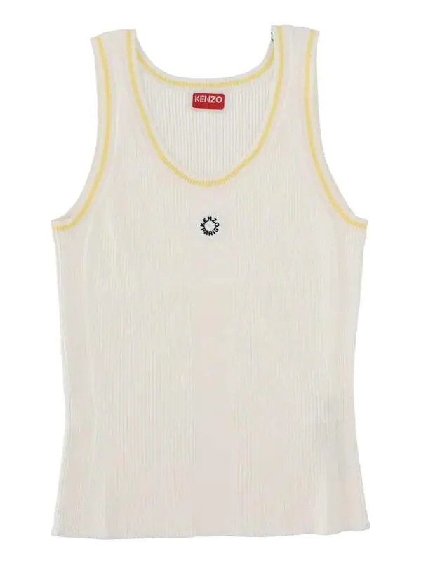 Kenzo Ribbed Knit Crewneck Sleeveless Top - White