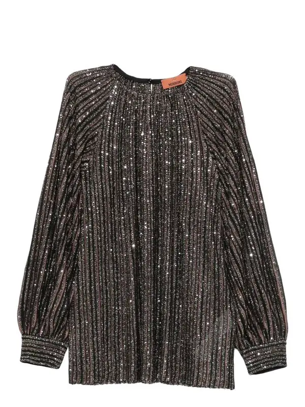 Missoni Sequined Striped Long Sleeve Top - Brown