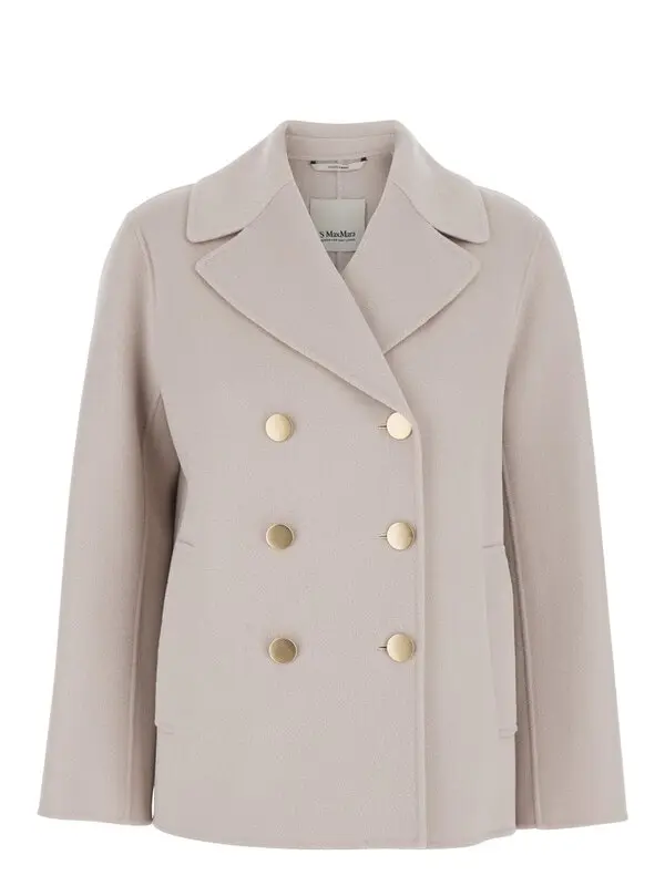 Max Mara Beige Virgin Wool Double-breasted Jacket - Multicolor