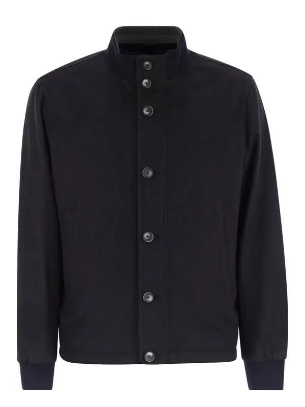Herno Silk And Cashmere Bomber Jacket - Blue