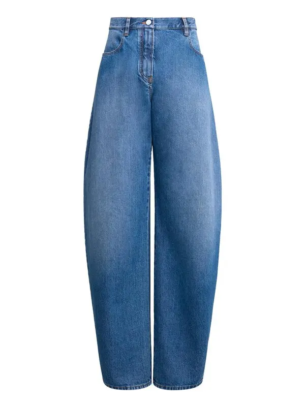 Alaïa Cotton Low Round Pants - Blue