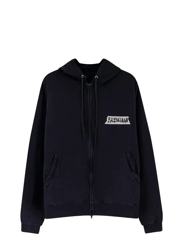 Balenciaga Cotton Zip-up Hoodie With Logo Detail - Multicolor