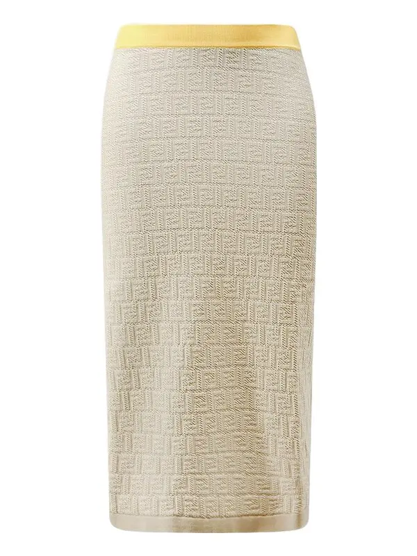 Fendi Midi Length Jacquard Ff Motif Skirt - Multicolor