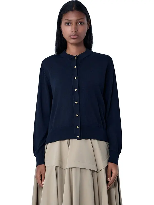 Bottega Veneta Cotton And Viscose Twinset With Knot Button Detailing - Blue
