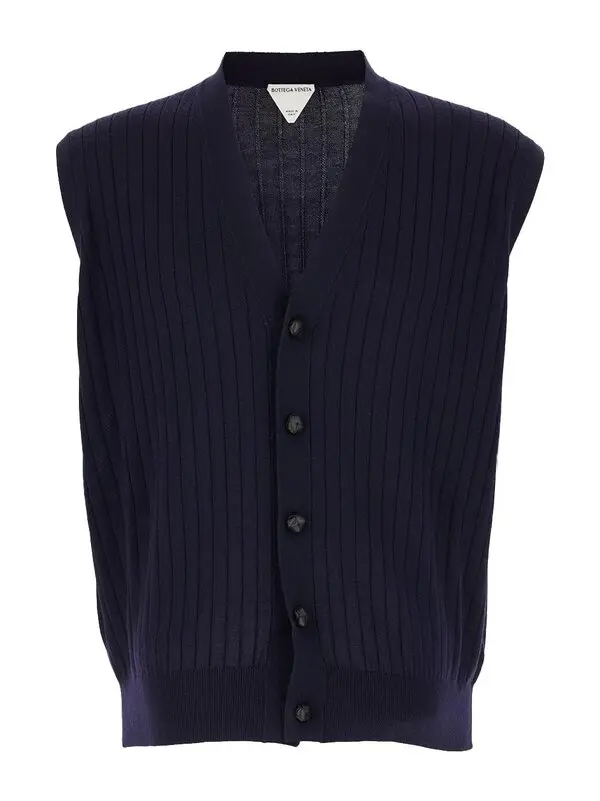 Bottega Veneta Ribbed V-neck Sleeveless Cardigan - Multicolor