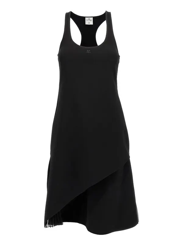 COURREGES Infinity Pleats A-line Crêpe Midi Dress - Black