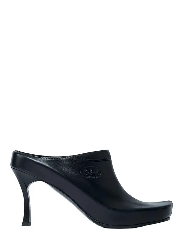 Balenciaga Scholl Heeled Mules In Leather - Black