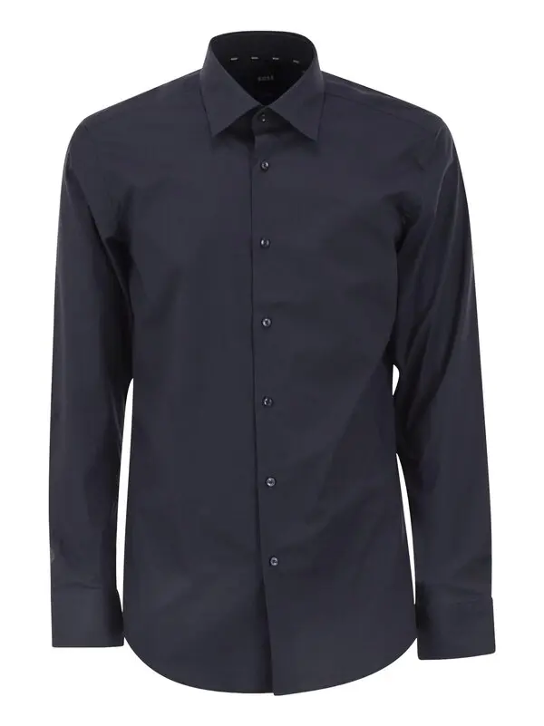 BOSS Slim Fit Shirt In Easy-iron Stretch Cotton Poplin - Blue