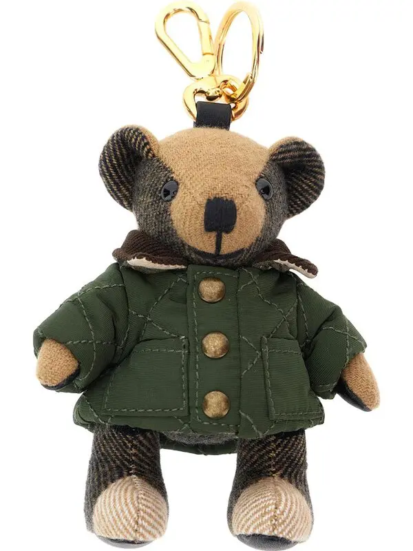 Burberry Thomas Countryside' Green Keychain With Bear Charm And Clasp In Cashmere And Metal For - Multicolor