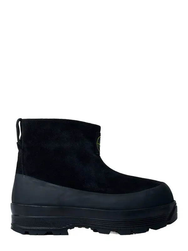 Stone Island Suede Logo Patch Boots - Black