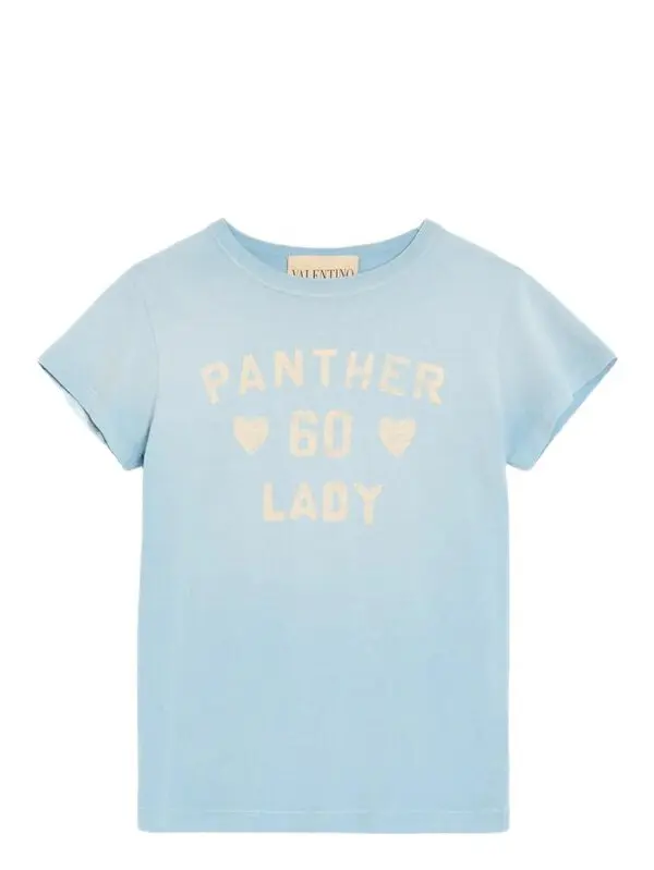 Valentino Garavani Panther Lady Printed Short Sleeve T-shirt - Blue
