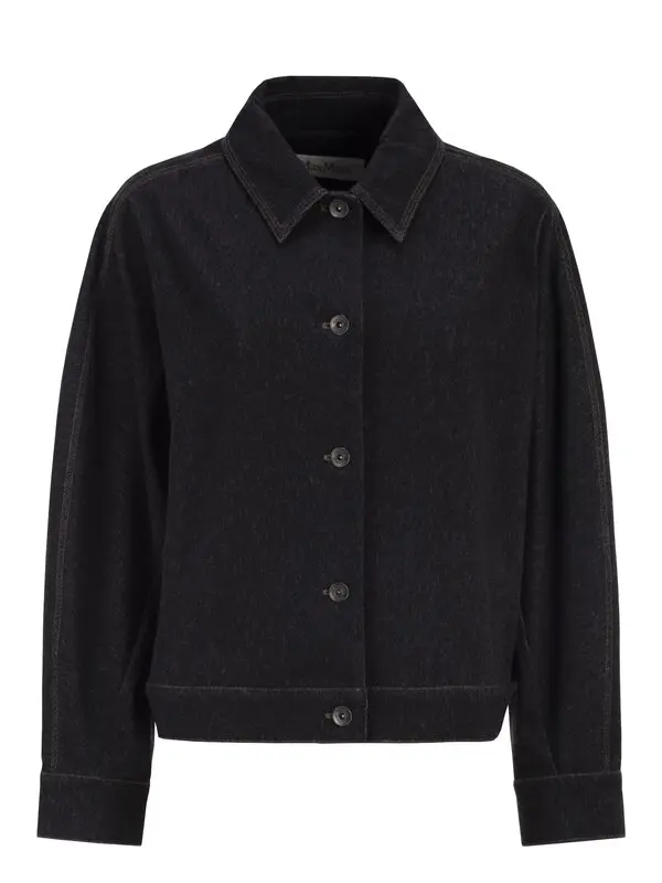Max Mara Denim-effect Jersey Cropped Overshirt Jacket - Blue
