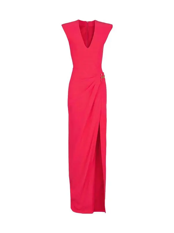 Balmain Chain Embellishment Evening Dress - Red