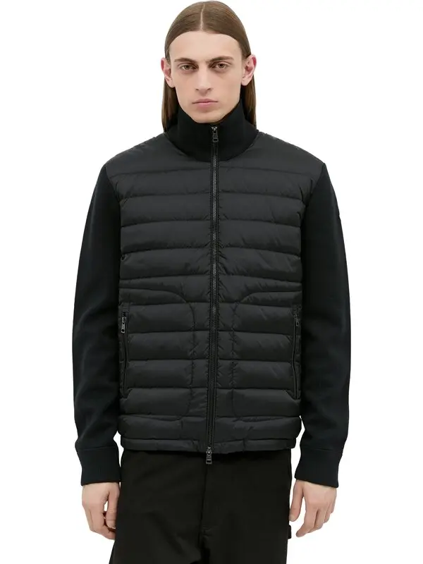 Moncler Padded Zip-up Wool-blend Cardigan - Black
