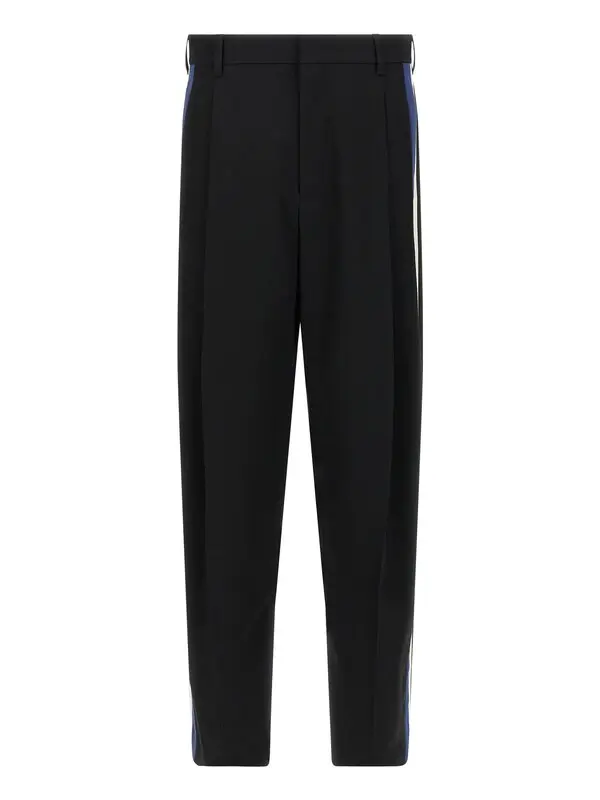 Marni Virgin Wool Trousers With Side Bands - Black