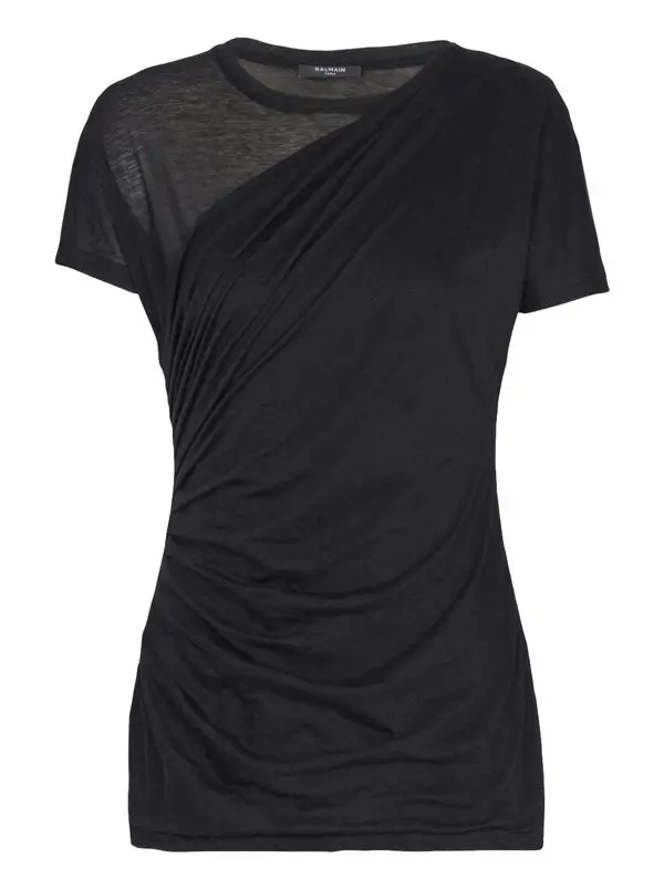 Balmain Cotton T-shirt With Draped Design - Multicolor