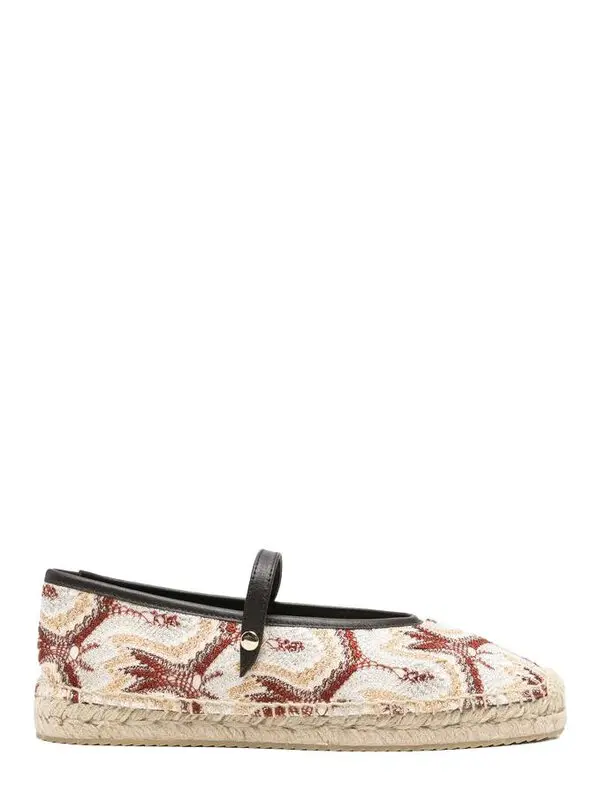 Missoni Espadrille Flats With Patterned Straps - Cream