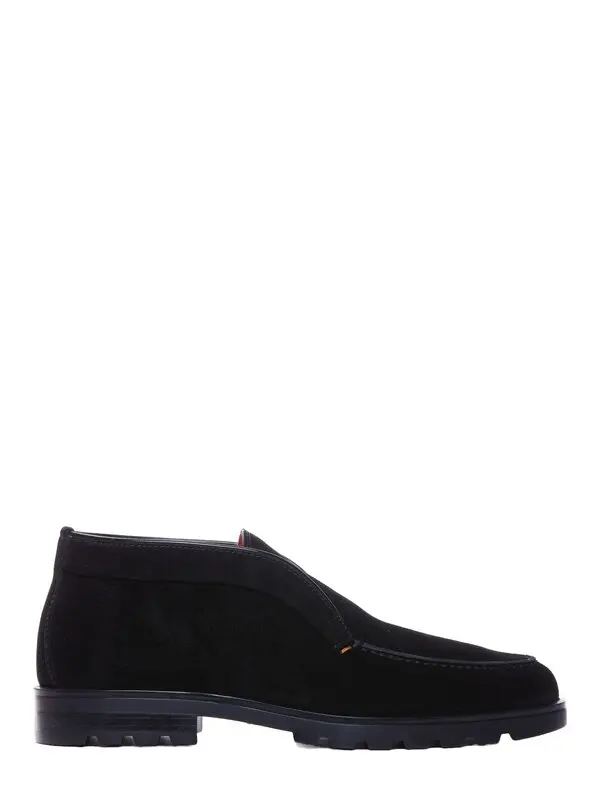 Santoni Suede Leather Ankle Boots - Black