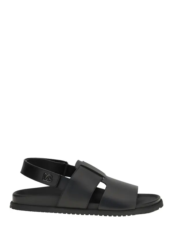 Dolce & Gabbana Leather Open-toe Sandals With Buckle Fastening - Black