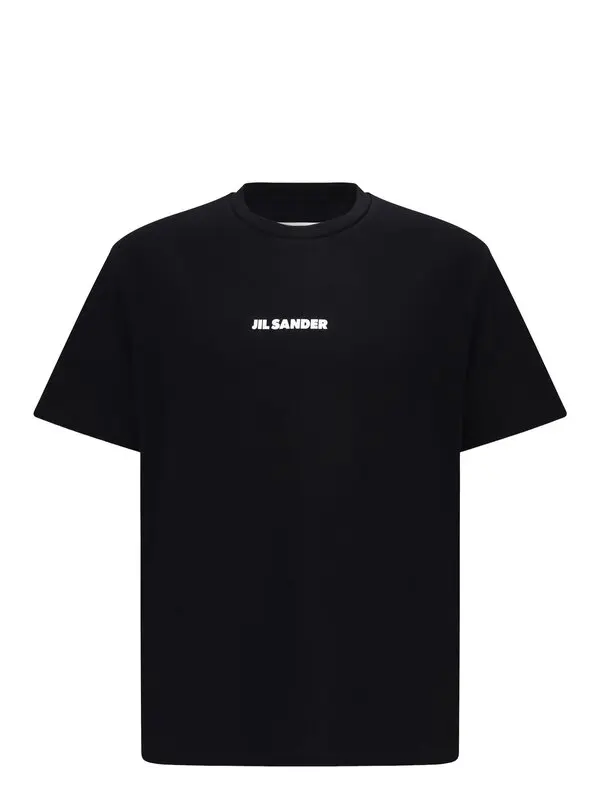 JIL SANDER Crew-neck Cotton T-shirt With Printed Logo - Black