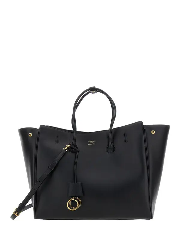 Balenciaga Hampton Medium Embossed Logo Leather Handbag - Multicolor