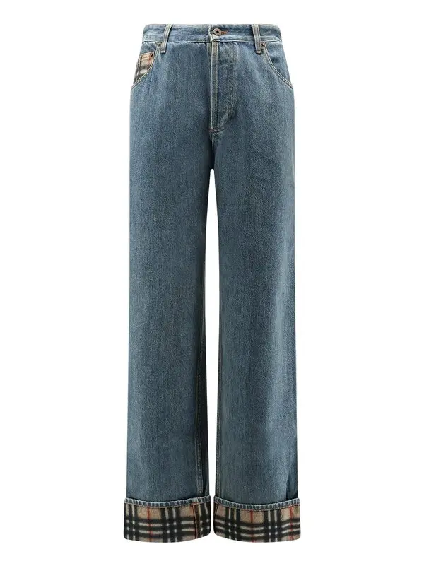Burberry Dexter Jeans With Traditional Check Detail - Multicolor