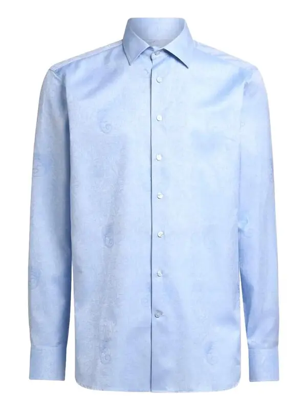 Etro Cotton Jacquard Shirt With Gecko Motif - Blue