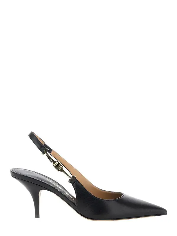 FERRAGAMO Tally Black Leather Slingback Pumps - Multicolor