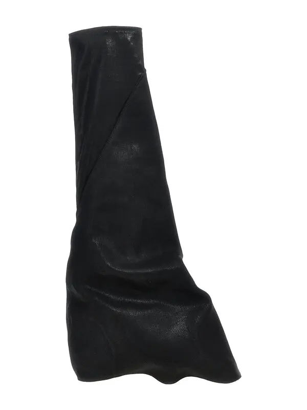 Rick Owens Fetish Boots In Overdyed Stretch Foil - Black