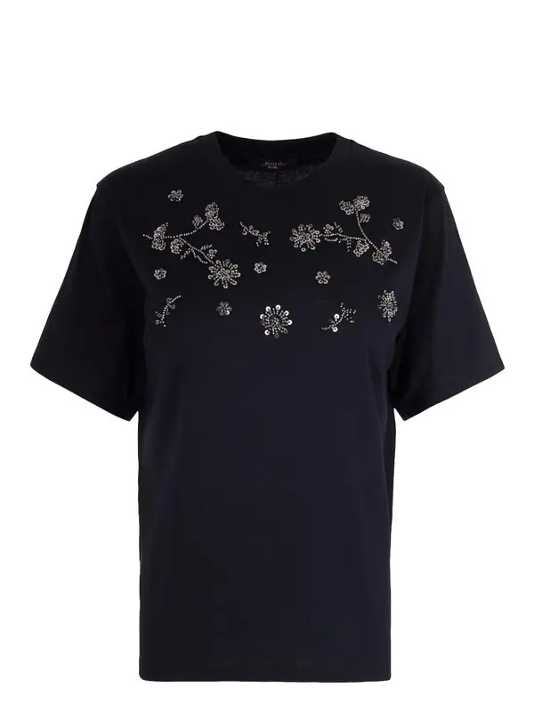 Max Mara Embellished Cotton T-shirt - Black