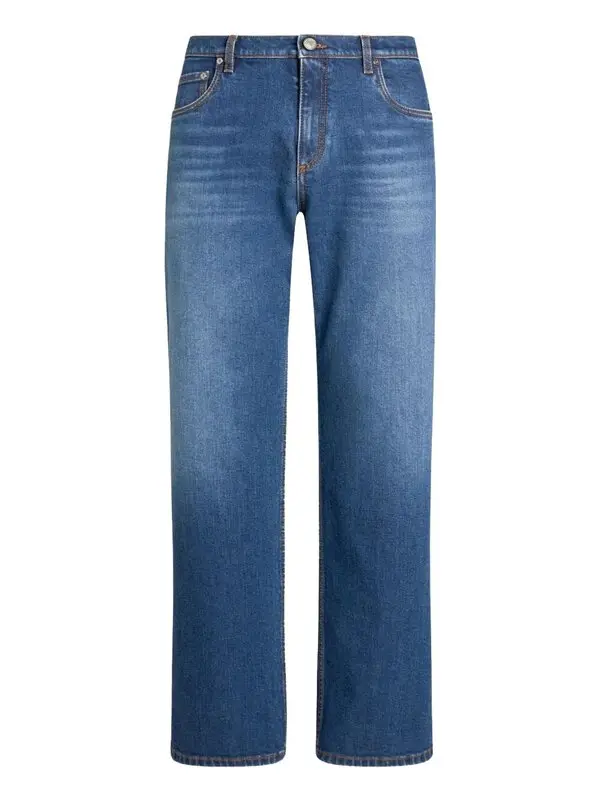 Etro Straight-leg Jeans With Pegaso Detailing - Blue