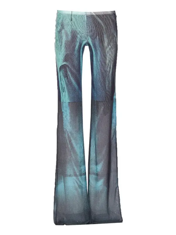 JEAN PAUL GAULTIER Graphic Print Mesh Pants - Blue