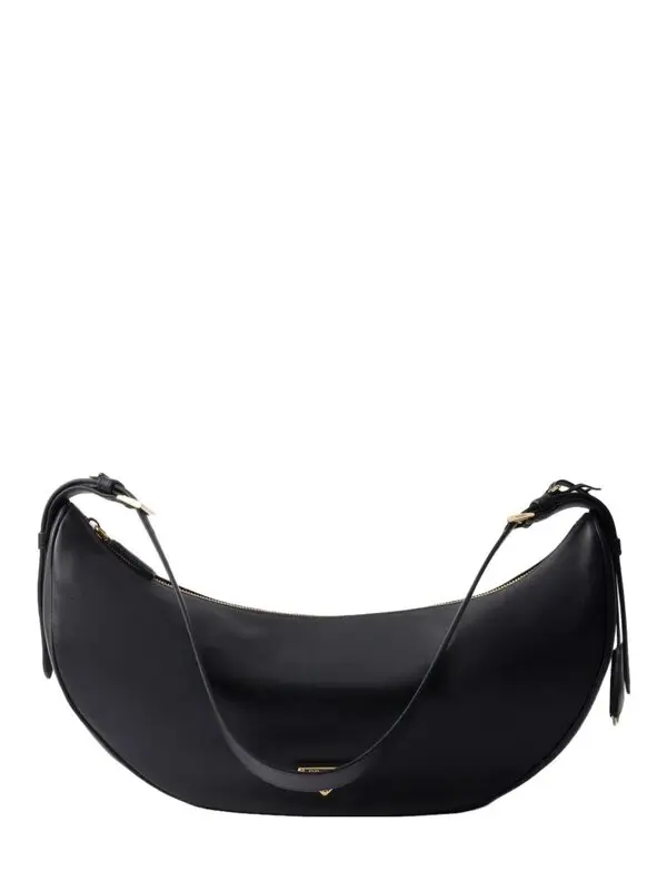 Prada Demi-lune Large Leather Shoulder Bag - Black