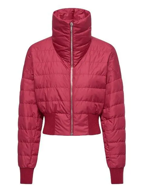 Moncler Quilted Down Zip-up Funnel Neck Jacket - Red