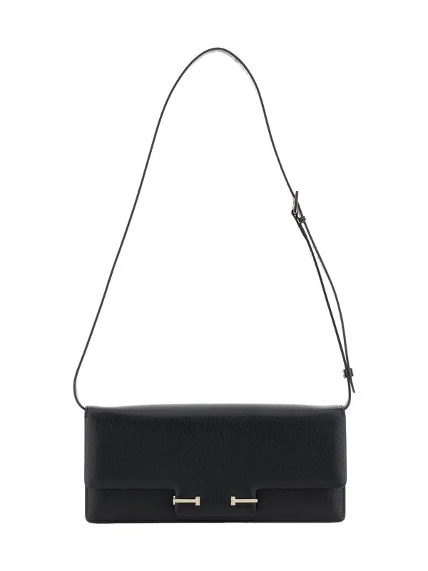 TOM FORD Grained Leather Crossbody Bag With T Plaque - Multicolor