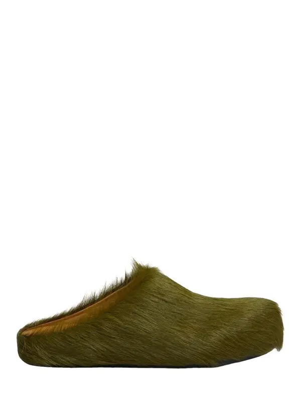 Marni Long Hair Calfskin Fussbett Sabot - Green