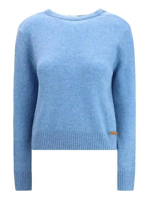 Marni Long-sleeve Crewneck Sweater With Back Tie Detail - Blue