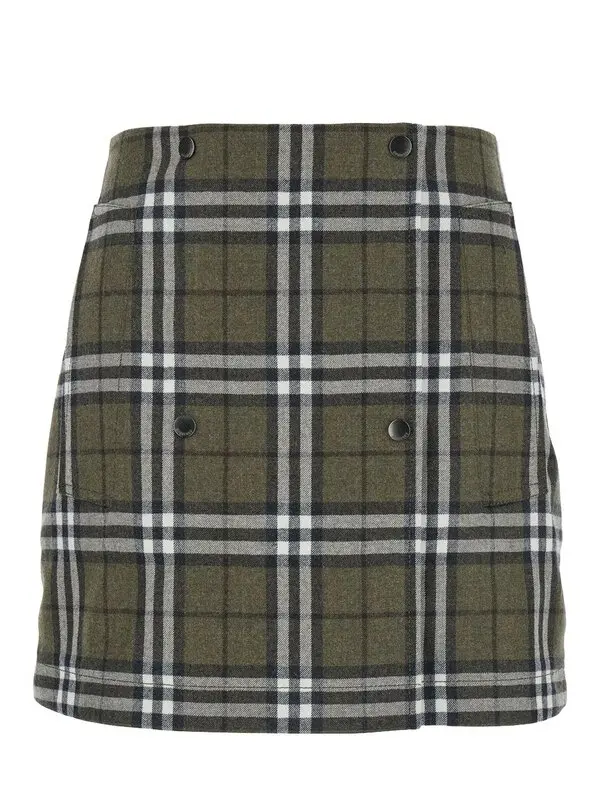 Burberry Virgin Wool Check Motif Skirt - Multicolor