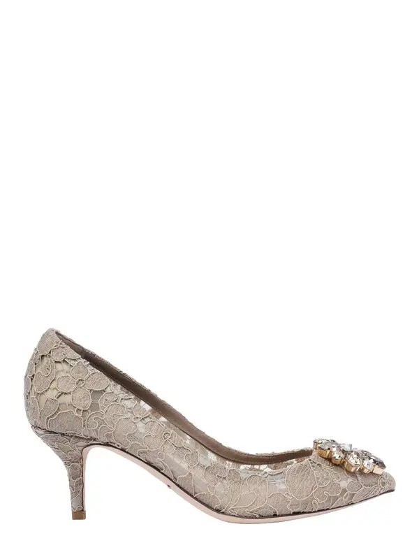 Dolce & Gabbana Lace Pumps With Brooch Embellishment - Cream