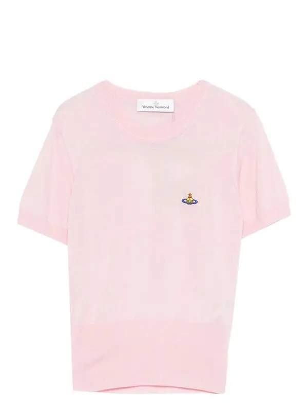 VIVIENNE WESTWOOD Silk Wool Blend Crew Neck Knitwear Jumper - Pink