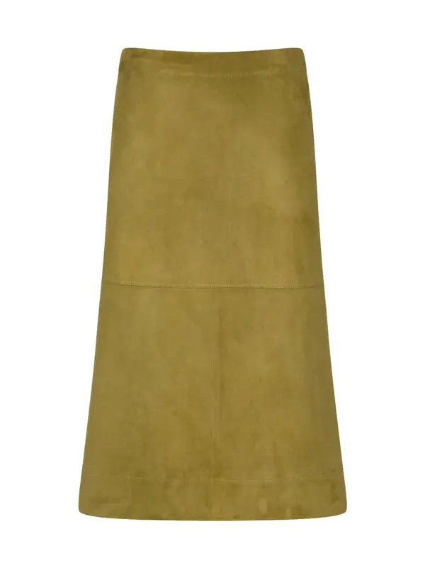 Bottega Veneta Suede Leather Midi Skirt - Green