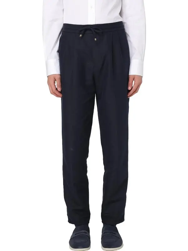 Brunello Cucinelli Linen And Cotton Blend Trousers - Blue