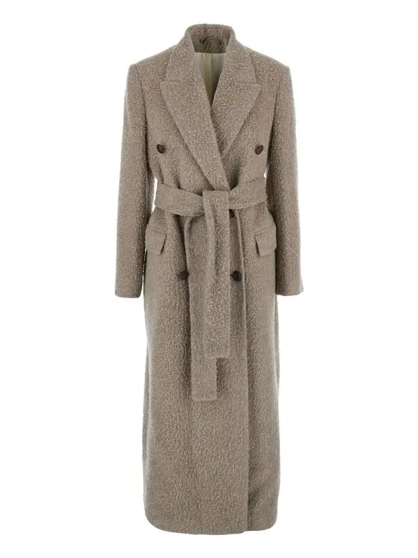 GOLDEN GOOSE Beige Wool And Mohair Blend Double-breasted Coat - Multicolor