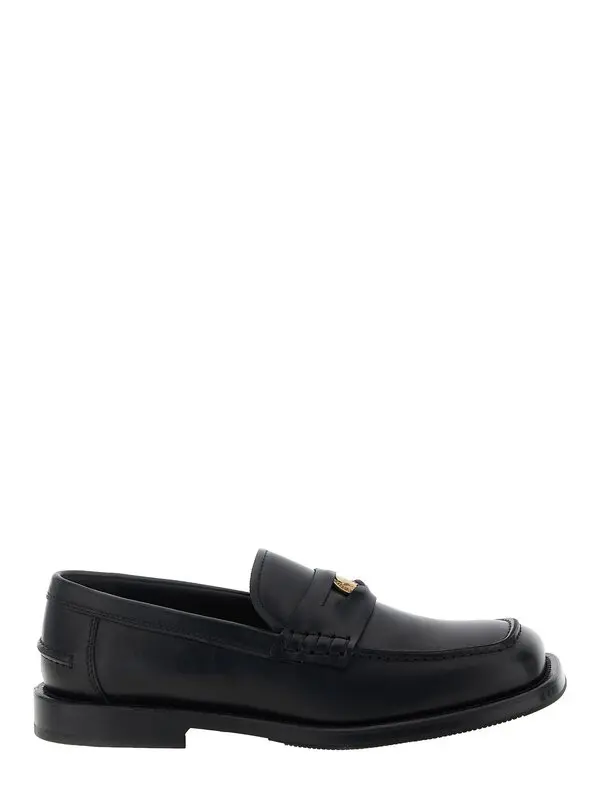 Moschino Berlin Leather Loafers With Metal Coin Detail - Black