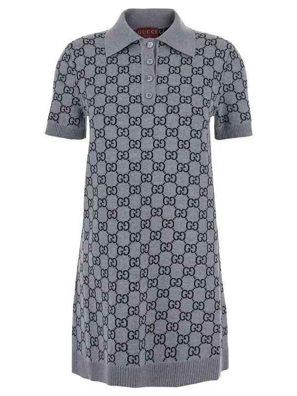 Gucci Wool Dress With Gg Motif - Multicolor