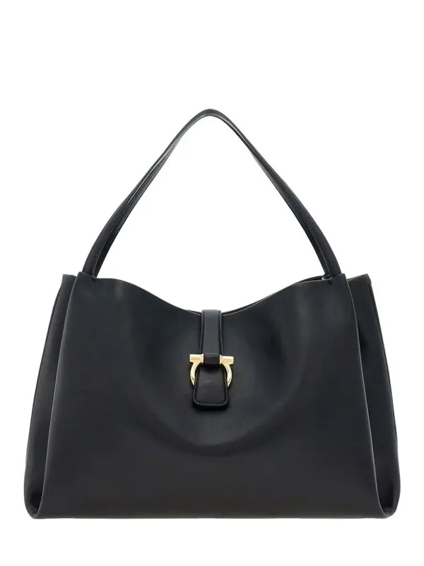 FERRAGAMO Large Softened Leather Tote Bag - Black